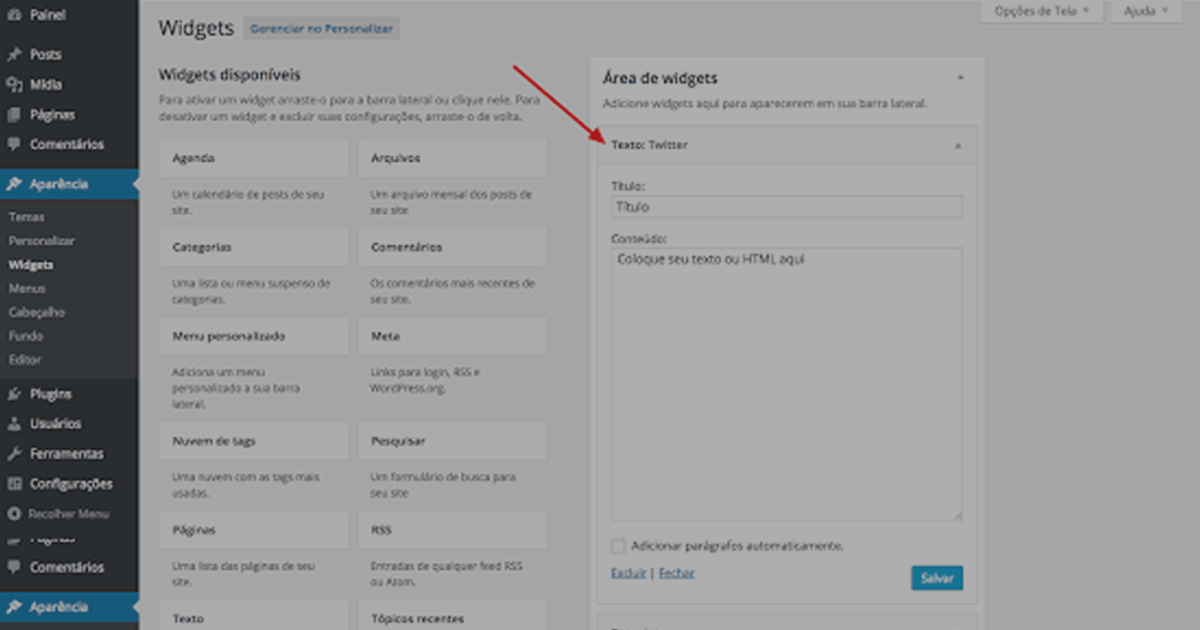 Widget de texto: flexibilidade e versatilidade no WordPress